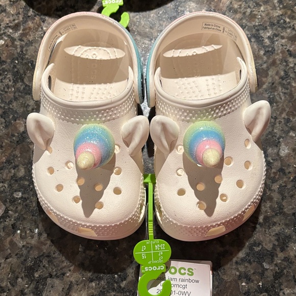 CROCS | Shoes | Crocs Kids Cream Unicorn Clogs With Rainbow Horn | Poshmark
